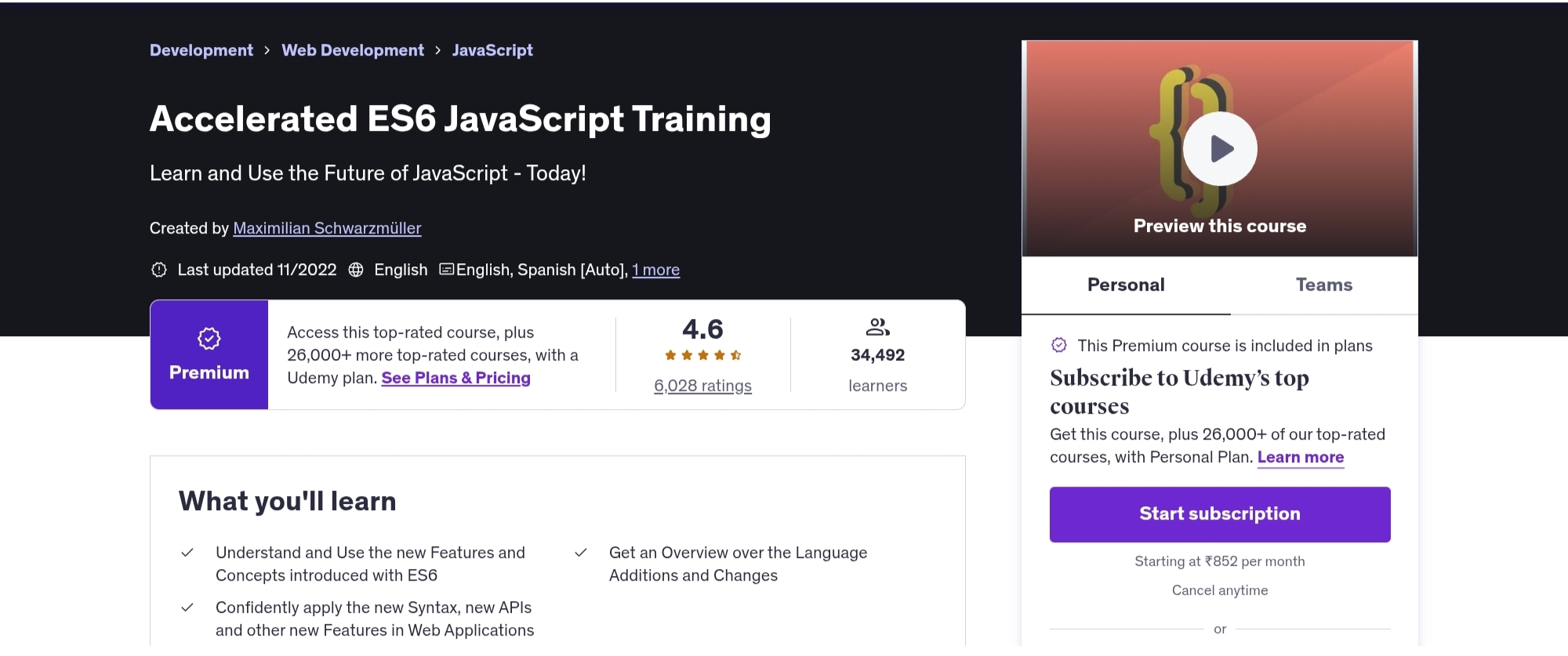 Top 10 JavaScript Courses On Udemy - Technicalstudies