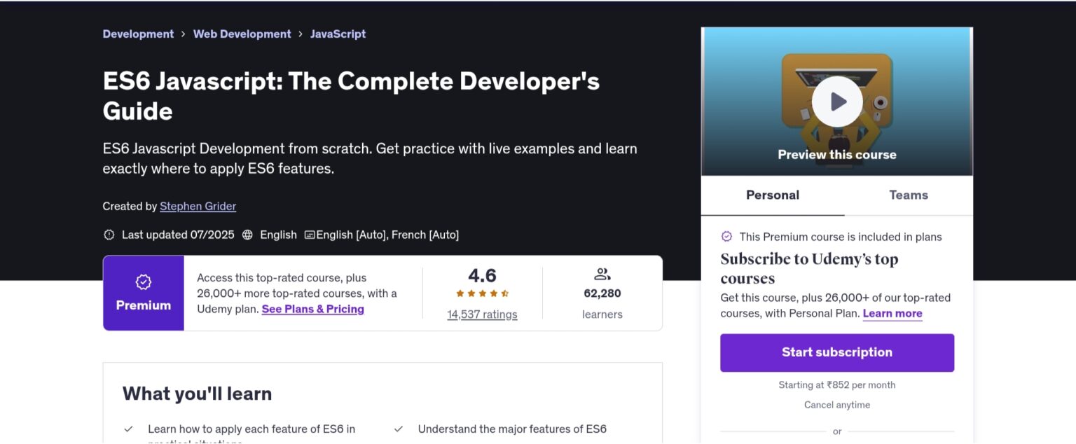 Top 10 JavaScript Courses On Udemy In 2026 - Technicalstudies