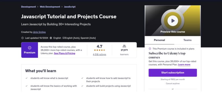 Top 10 JavaScript Courses On Udemy - Technicalstudies